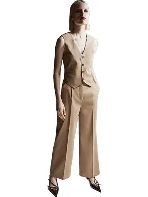 Bardot Mayve Pant Tailored Mid Rise Flare Trousers - Camel