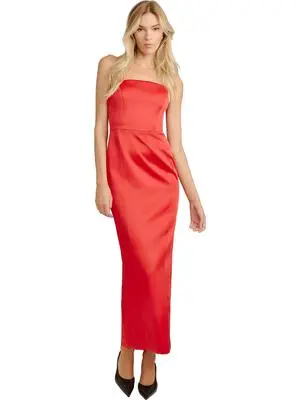 Bardot Lucille Satin Maxi Dress - Deep Red