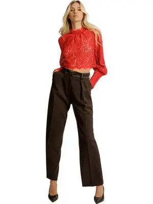Bardot Lace Georgia Top - Fire Red