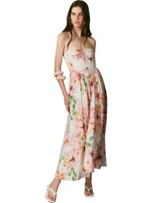 BARDOT BARDOT Lola Corset Midi Dress In Floral Print
