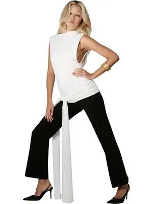 Bardot Jordan Longline Tie Top - Orchid Wht