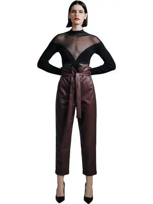 Bardot Debbie Vegan Leather Pant - Deep Plum
