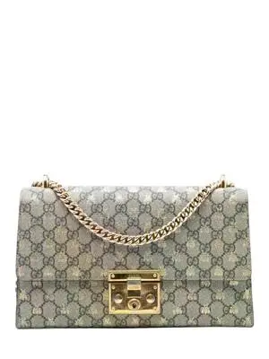 Gucci Gg Supreme Bee Padlock Shoulder Bag - Neutrals