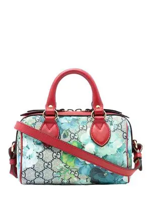 Gucci Mini Gg Supreme Blooms Boston Bag Satchel - Red