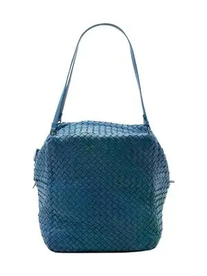 Bottega Veneta Nappa Intrecciato Cube Shoulder Bag - Blue