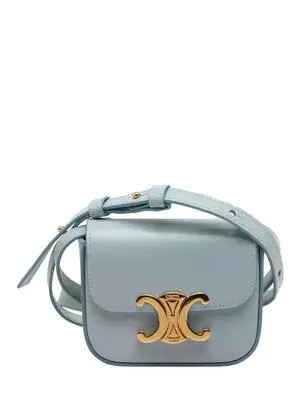 Celine Mini Shiny Calfskin Triomphe Crossbody Bag - Blue