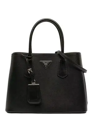 Prada Saffiano Leather Double Handle Satchel - Black
