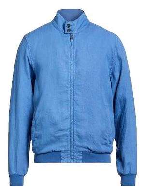120% Lino 120% LINO Harrington Jacket In Linen Azure
