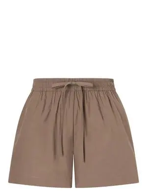 Matteau Organic Cotton-poplin Shorts With Drawstring Waist - Brown