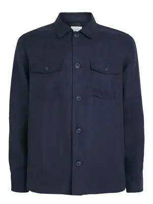 Eton Linen-blend Overshirt - Blue