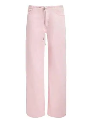 Still Here Wide-leg Jeans With Drawstring Waist - Pink