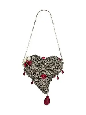 SAINT LAURENT Saint Laurent Micro Heart Evening Bag In Crystals