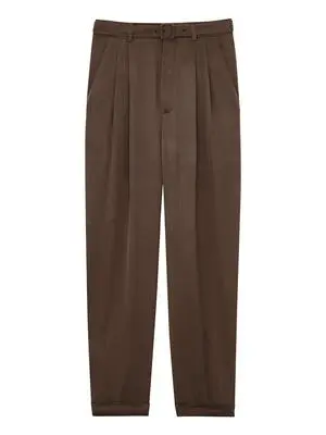 Saint Laurent Slim-fit Pants In Silk - Chocolat