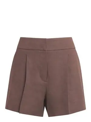 Veronica Beard Haina Pleated Linen-blend Shorts - Brown