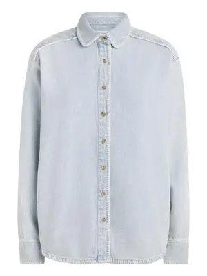 Still Here Cotton Western Shirt With Faux Horn Buttons - Blue