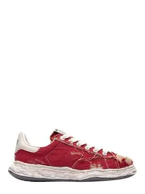 Mihara Yasuhiro Charles Og Sole Ripped Canvas Low Top Sneakers - Red