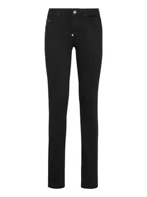 Philipp Plein Slim-fit Logo Plaque Denim Jeans - Black
