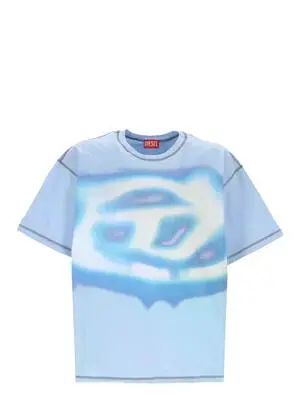 DIESEL® Logo-print Contrast-stitch T-shirt - Blue