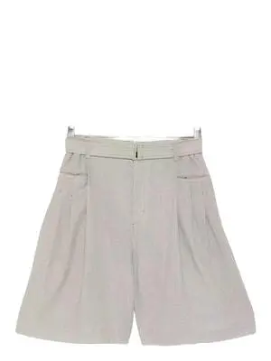 SONGZIO Pleated Belted Shorts - Neutrals