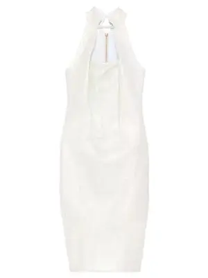 MITILIANE COUTURE Halterneck Cut-out Leather Midi Dress - Neutrals