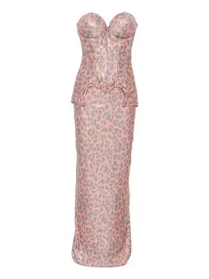 MITILIANE COUTURE Sequin Leopard Print Corset And Skirt Set - Pink