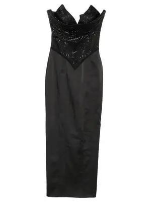 MITILIANE COUTURE Crystal Embellished Strapless Maxi Dress - Black