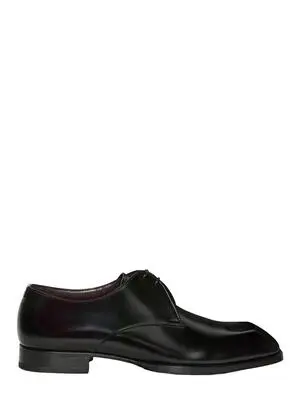 LARDINI Square-toe Leather Derby Shoes - Black