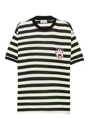 A PAPER KID Striped Graphic-print T-shirt - Black