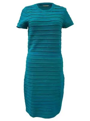 Michael Kors Ruffled Striped Mini Dress - Blue