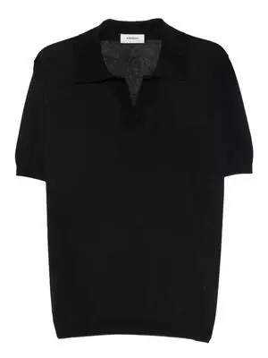 A PAPER KID Open-collar T-shirt - Black