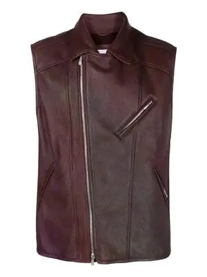 Brunello Cucinelli Zip-up Leather Biker Vest - Red