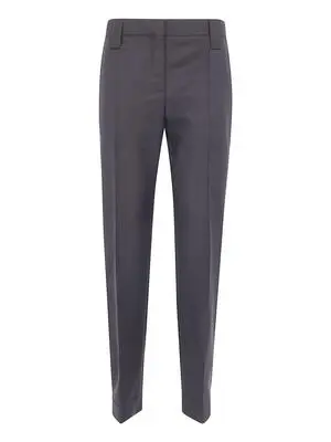Versace Light Weight Wool Mohair Tailored Trousers - Brown