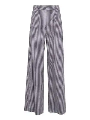 DRHOPE Wide Leg Pinstripe Trousers - Brown