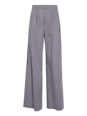DRHOPE Wide Leg Pinstripe Trousers - Brown