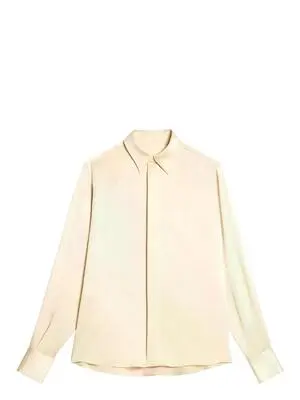 AMI Paris Silk Finish Long-sleeve Shirt - Neutrals