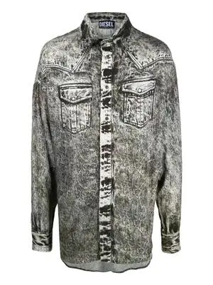 DIESEL® S-kang Long-sleeve Cotton Shirt - Grey