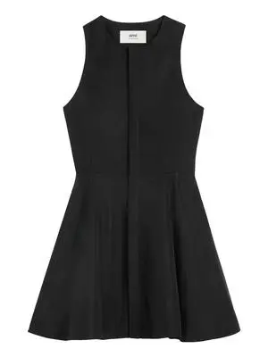 AMI Paris Sleeveless Cotton A-line Mini Dress - Black