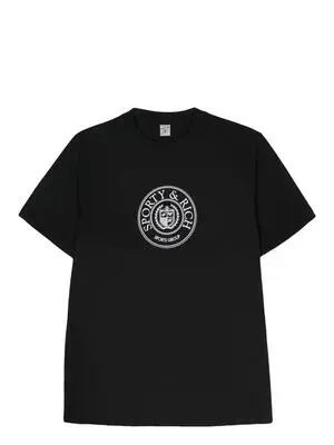 SPORTY & RICH Connecticut Crest Cotton T-shirt - Black