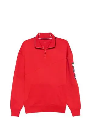 Tommy Hilfiger Logo Patch Quarter-zip Sweatshirt - Red
