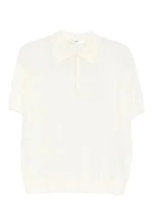 FRAME Short Sleeve Knitted Polo Top - Neutrals