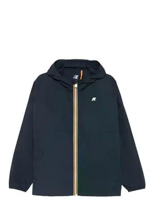 K-WAY Hooded Zip-up Jacket With Logo Patch - Blue