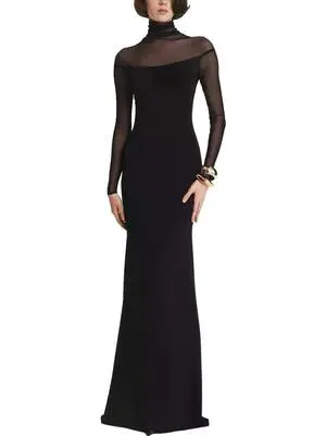 2310 STUDIO High-neck Mesh-panelled Maxi Dress - Black