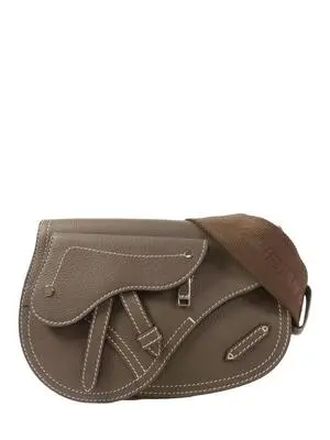Dior Christian Dior Saddle Leather Crossbody Bag Grey