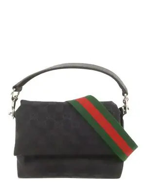 Gucci Gg Canvas Shoulder Bag With Web Strap - Black
