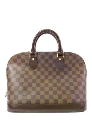 LOUIS VUITTON Alma Damier Ebène Canvas Tote Bag - Brown