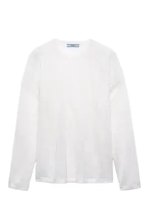 Prada Long-sleeved Linen T-shirt - White