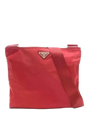 Prada 2000s Triangle-logo Crossbody Bag - Red