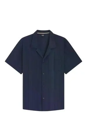 BOSS Seersucker Camp-collar Shirt - Blue