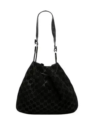 Gucci Gg Suede Shoulder Bag - Black
