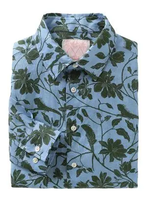PINK HOUSE Linen Shirt Iguana / Spruce - Blue